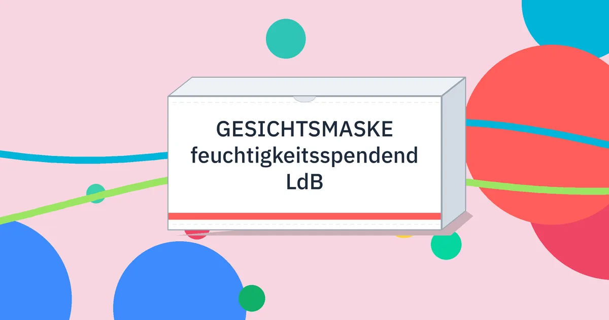 Symbolbild: Packung mit der Aufschrift GESICHTSMASKE feuchtigkeitsspendend LdB (PZN 18257509) – Verfügbarkeit und Bezug in Apotheken in Frankfurt am Main