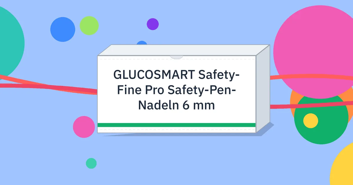 Symbolbild: Packung mit der Aufschrift GLUCOSMART Safety-Fine Pro Safety-Pen-Nadeln 6 mm (PZN 20383397) – Verfügbarkeit und Bezug in Apotheken in Frankfurt am Main