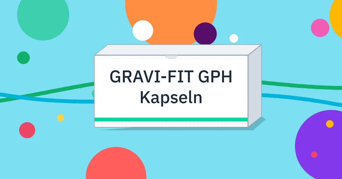 Symbolbild: Packung mit der Aufschrift GRAVI-FIT GPH Kapseln (PZN 20281047) – Verfügbarkeit und Bezug in Apotheken in Frankfurt am Main
