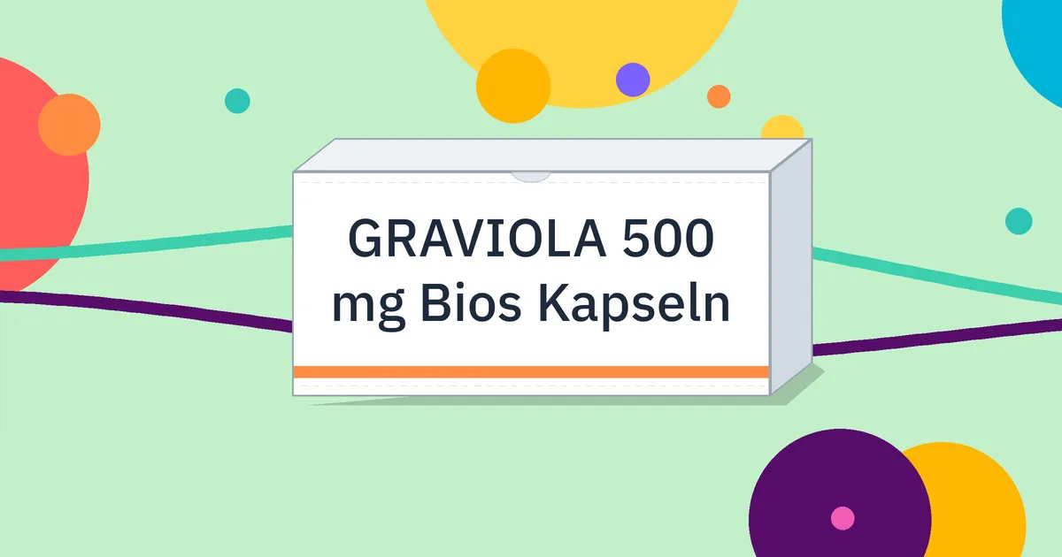 Symbolbild: Packung mit der Aufschrift GRAVIOLA 500 mg Bios Kapseln (PZN 20282762) – Verfügbarkeit und Bezug in Apotheken in Frankfurt am Main