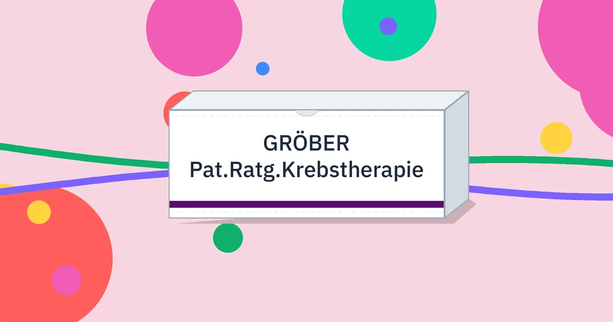 Symbolbild: Packung mit der Aufschrift GRÖBER Pat.Ratg.Krebstherapie (PZN 04918723) – Verfügbarkeit und Bezug in Apotheken in Frankfurt am Main