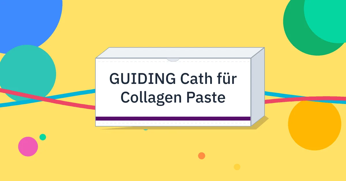 Symbolbild: Packung mit der Aufschrift GUIDING Cath für Collagen Paste (PZN 18257998) – Verfügbarkeit und Bezug in Apotheken in Frankfurt am Main