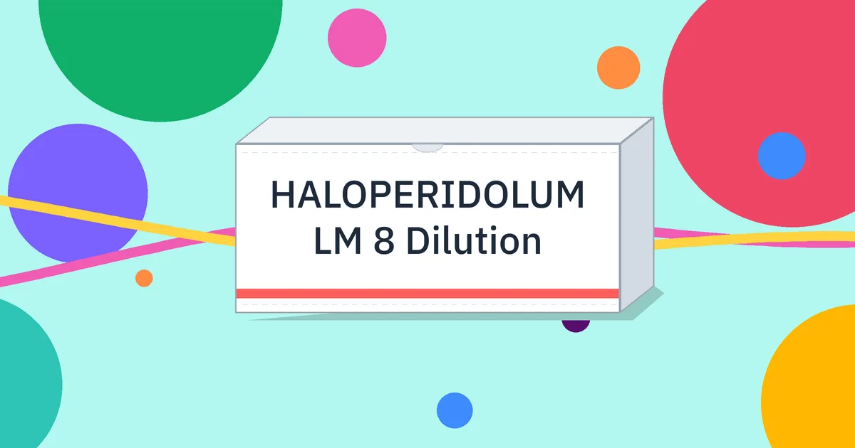 Symbolbild: Packung mit der Aufschrift HALOPERIDOLUM LM 8 Dilution (PZN 12883453) – Verfügbarkeit und Bezug in Apotheken in Frankfurt am Main