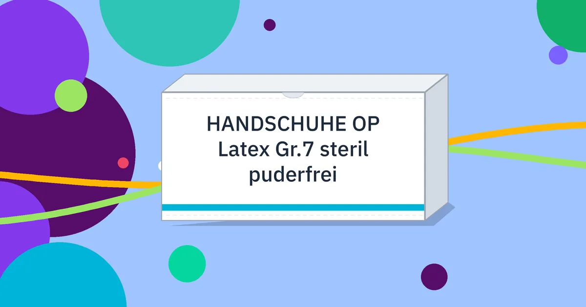 Symbolbild: Packung mit der Aufschrift HANDSCHUHE OP Latex Gr.7 steril puderfrei (PZN 01343736) – Verfügbarkeit und Bezug in Apotheken in Frankfurt am Main