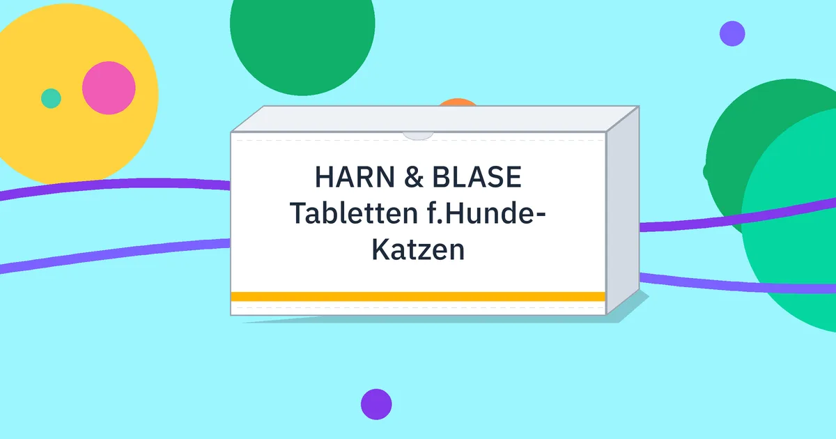 Symbolbild: Packung mit der Aufschrift HARN & BLASE Tabletten f.Hunde-Katzen (PZN 20292832) – Verfügbarkeit und Bezug in Apotheken in Frankfurt am Main