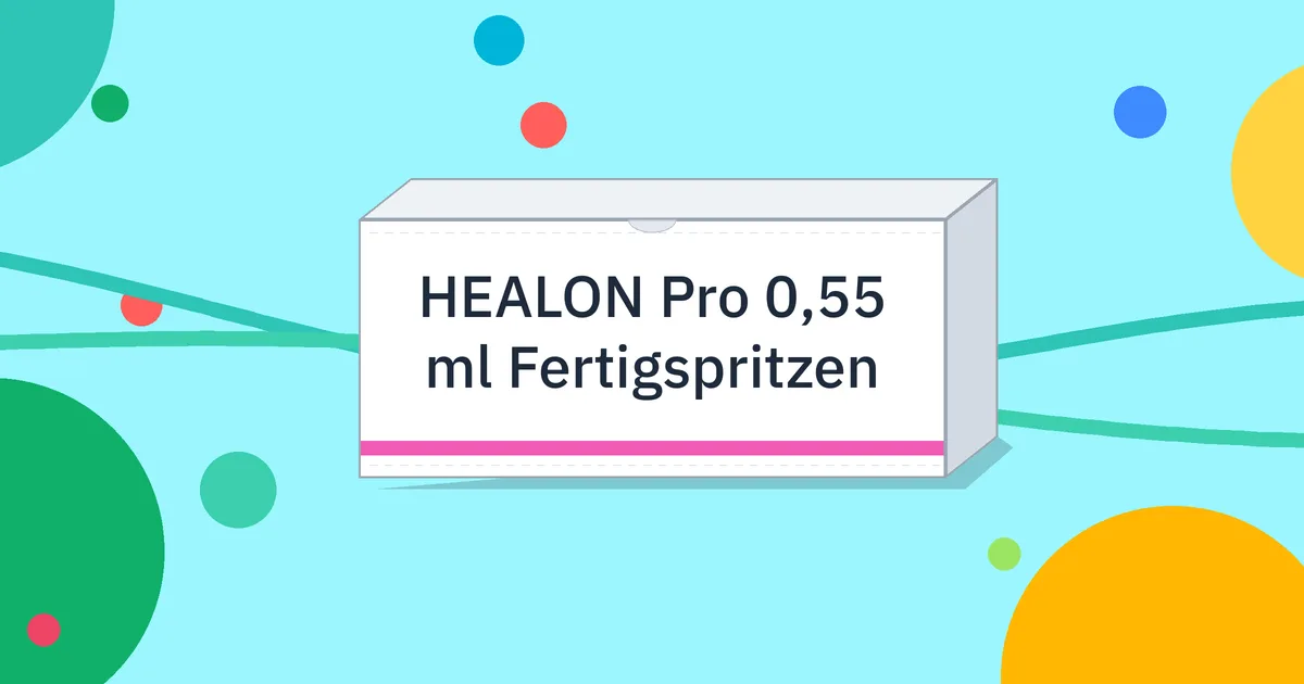 Symbolbild: Packung mit der Aufschrift HEALON Pro 0,55 ml Fertigspritzen (PZN 13877302) – Verfügbarkeit und Bezug in Apotheken in Frankfurt am Main