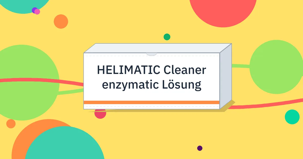 Symbolbild: Packung mit der Aufschrift HELIMATIC Cleaner enzymatic Lösung (PZN 03481046) – Verfügbarkeit und Bezug in Apotheken in Frankfurt am Main