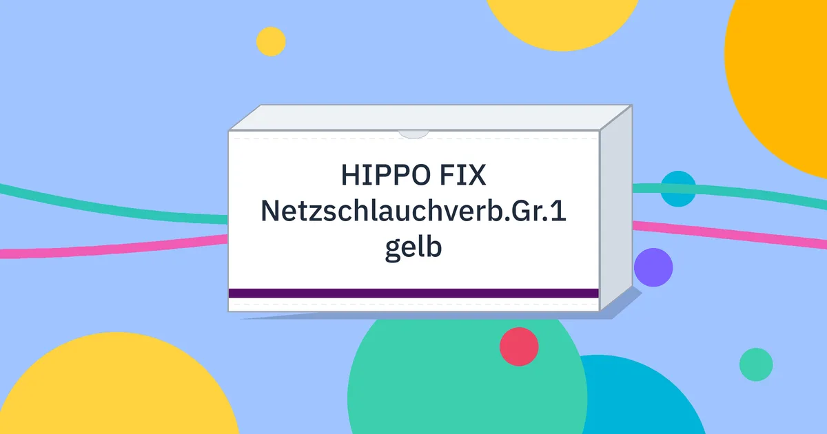Symbolbild: Packung mit der Aufschrift HIPPO FIX Netzschlauchverb.Gr.1 gelb (PZN 04543223) – Verfügbarkeit und Bezug in Apotheken in Frankfurt am Main