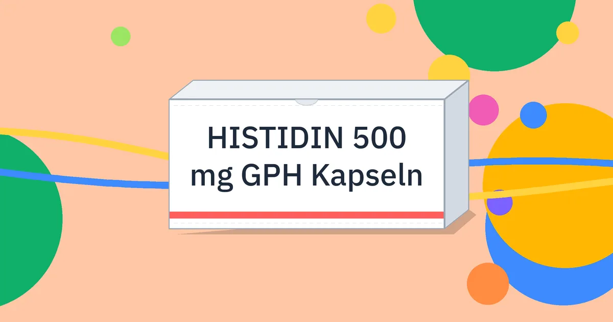 Symbolbild: Packung mit der Aufschrift HISTIDIN 500 mg GPH Kapseln (PZN 00128125) – Verfügbarkeit und Bezug in Apotheken in Frankfurt am Main