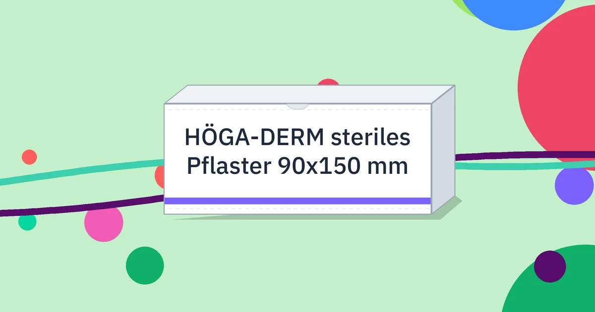 Symbolbild: Packung mit der Aufschrift HÖGA-DERM steriles Pflaster 90x150 mm (PZN 12502617) – Verfügbarkeit und Bezug in Apotheken in Frankfurt am Main