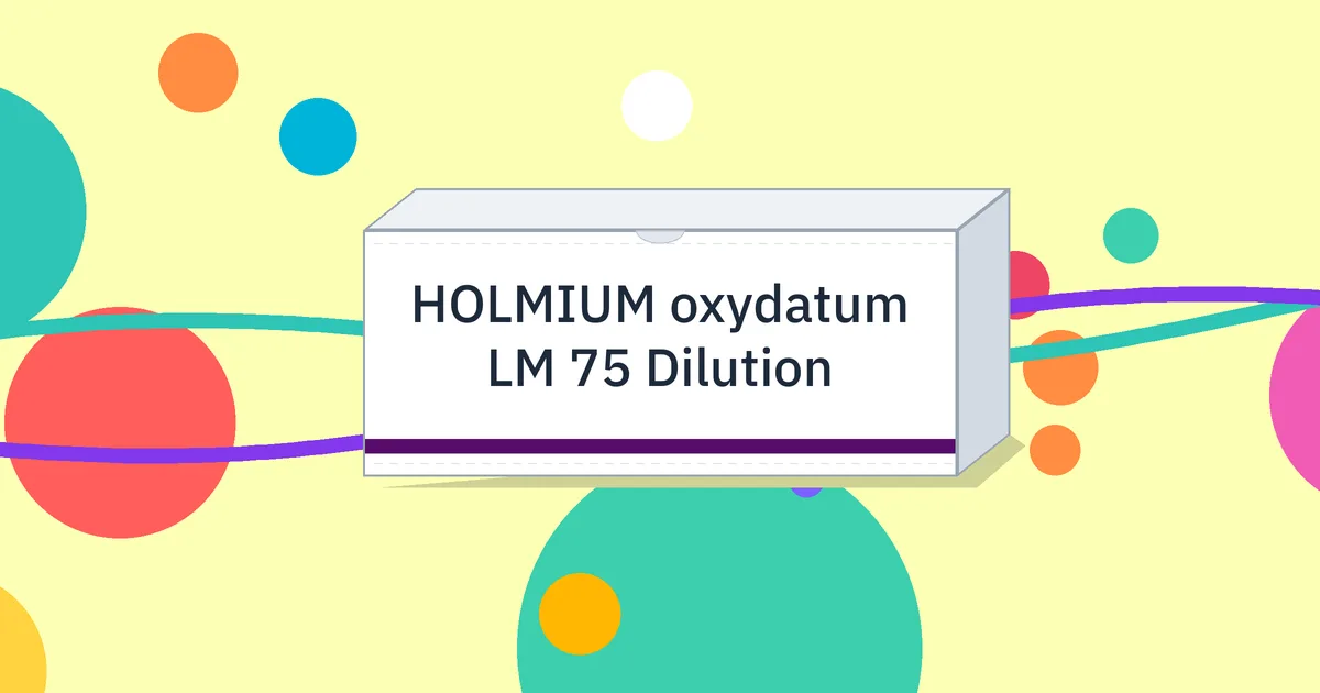 Symbolbild: Packung mit der Aufschrift HOLMIUM oxydatum LM 75 Dilution (PZN 13555165) – Verfügbarkeit und Bezug in Apotheken in Frankfurt am Main