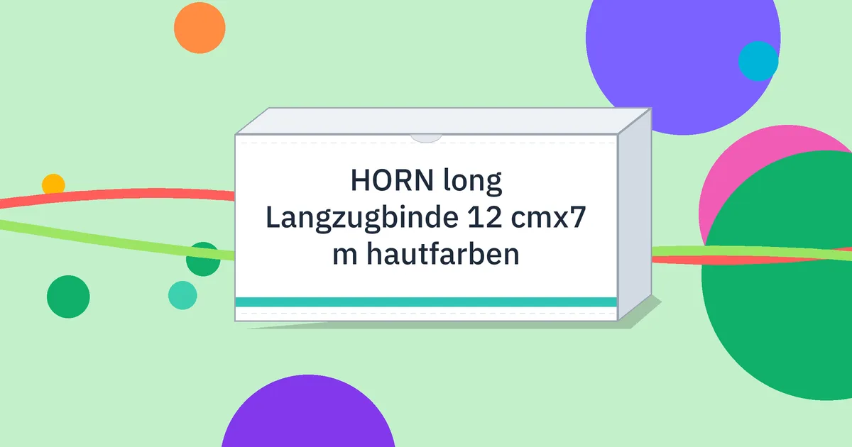 Symbolbild: Packung mit der Aufschrift HORN long Langzugbinde 12 cmx7 m hautfarben (PZN 04636663) – Verfügbarkeit und Bezug in Apotheken in Frankfurt am Main
