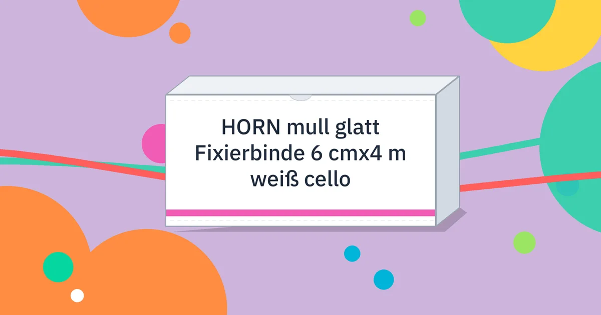 Symbolbild: Packung mit der Aufschrift HORN mull glatt Fixierbinde 6 cmx4 m weiß cello (PZN 04662850) – Verfügbarkeit und Bezug in Apotheken in Frankfurt am Main