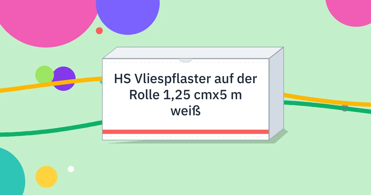 Symbolbild: Packung mit der Aufschrift HS Vliespflaster auf der Rolle 1,25 cmx5 m weiß (PZN 09741985) – Verfügbarkeit und Bezug in Apotheken in Frankfurt am Main