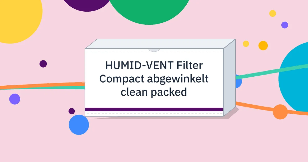 Symbolbild: Packung mit der Aufschrift HUMID-VENT Filter Compact abgewinkelt clean packed (PZN 01264652) – Verfügbarkeit und Bezug in Apotheken in Frankfurt am Main