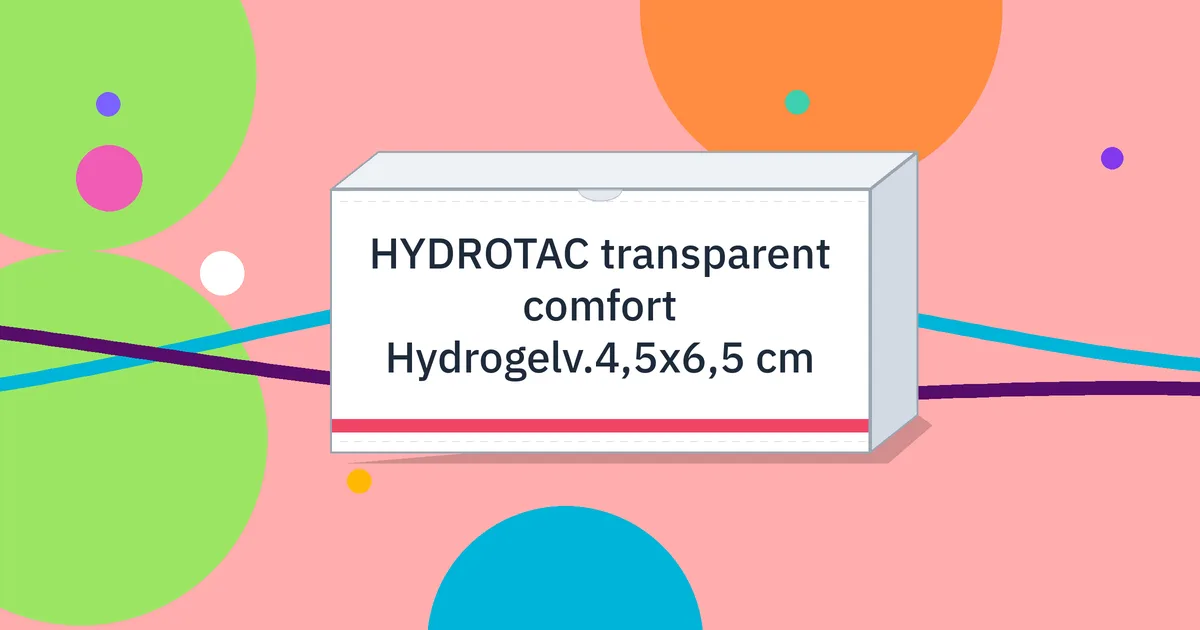Symbolbild: Packung mit der Aufschrift HYDROTAC transparent comfort Hydrogelv.4,5x6,5 cm (PZN 19515528) – Verfügbarkeit und Bezug in Apotheken in Frankfurt am Main