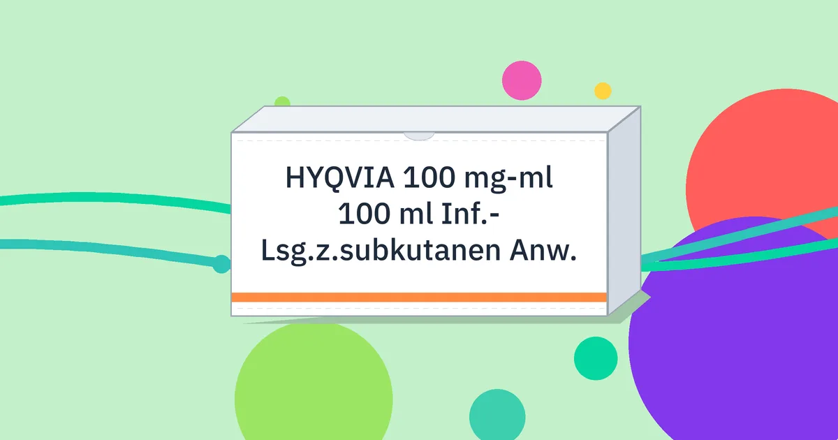 Symbolbild: Packung mit der Aufschrift HYQVIA 100 mg-ml 100 ml Inf.-Lsg.z.subkutanen Anw. (PZN 19963362) – Verfügbarkeit und Bezug in Apotheken in Frankfurt am Main