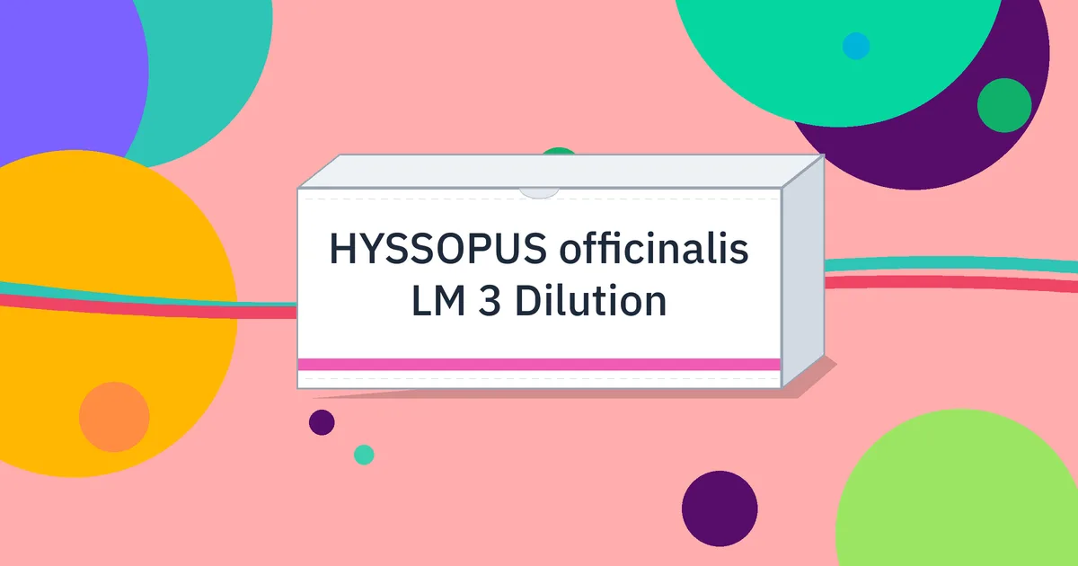 Symbolbild: Packung mit der Aufschrift HYSSOPUS officinalis LM 3 Dilution (PZN 13558040) – Verfügbarkeit und Bezug in Apotheken in Frankfurt am Main