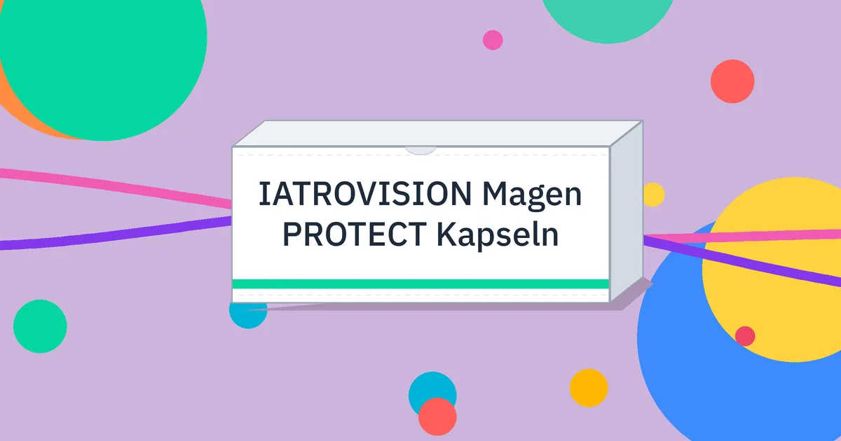 Symbolbild: Packung mit der Aufschrift IATROVISION Magen PROTECT Kapseln (PZN 20583937) – Verfügbarkeit und Bezug in Apotheken in Frankfurt am Main