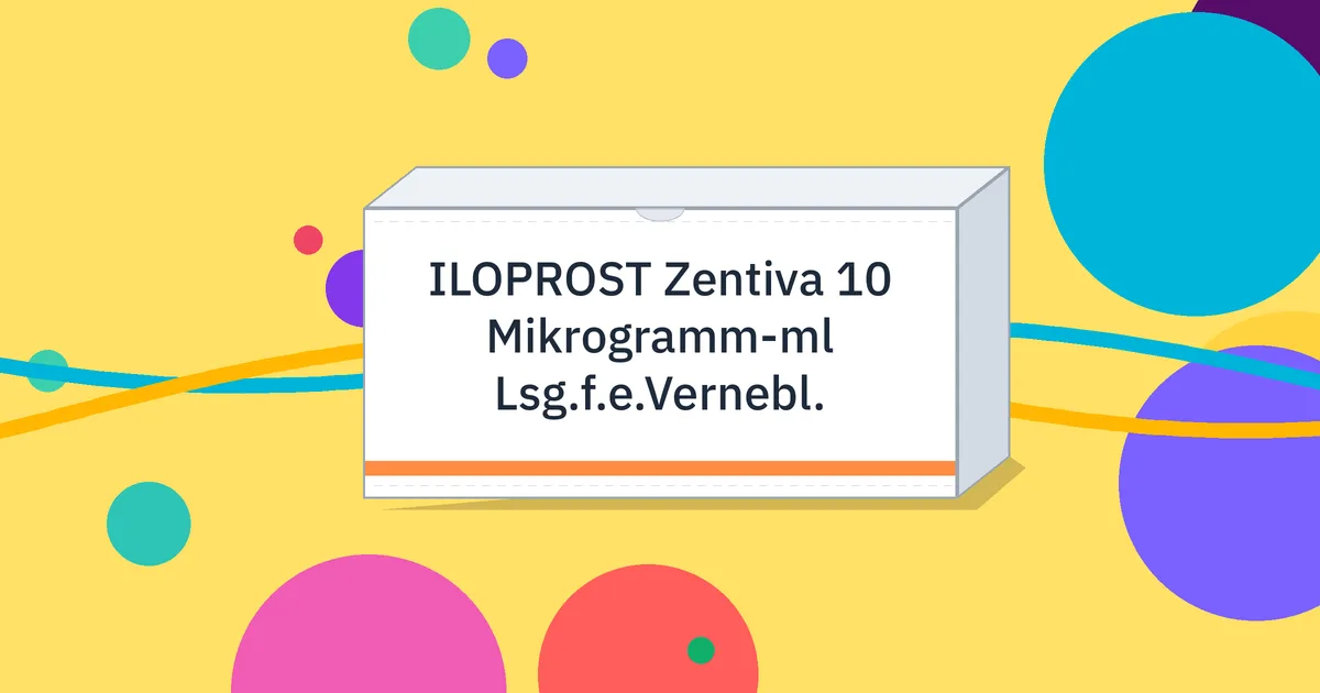 Symbolbild: Packung mit der Aufschrift ILOPROST Zentiva 10 Mikrogramm-ml Lsg.f.e.Vernebl. (PZN 14358314) – Verfügbarkeit und Bezug in Apotheken in Frankfurt am Main