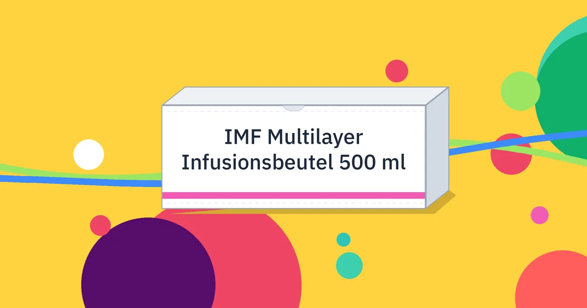 Symbolbild: Packung mit der Aufschrift IMF Multilayer Infusionsbeutel 500 ml (PZN 16777179) – Verfügbarkeit und Bezug in Apotheken in Frankfurt am Main