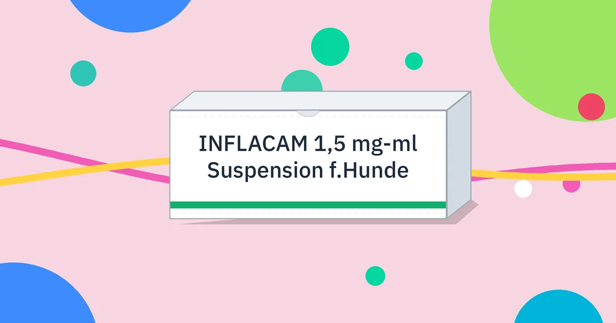 Symbolbild: Packung mit der Aufschrift INFLACAM 1,5 mg-ml Suspension f.Hunde (PZN 04003194) – Verfügbarkeit und Bezug in Apotheken in Frankfurt am Main