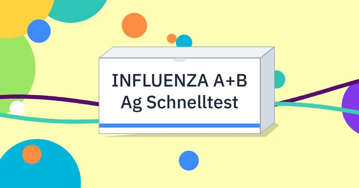 Symbolbild: Packung mit der Aufschrift INFLUENZA A+B Ag Schnelltest (PZN 16870298) – Verfügbarkeit und Bezug in Apotheken in Frankfurt am Main