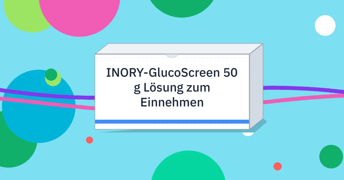 Symbolbild: Packung mit der Aufschrift INORY-GlucoScreen 50 g Lösung zum Einnehmen (PZN 19376038) – Verfügbarkeit und Bezug in Apotheken in Frankfurt am Main