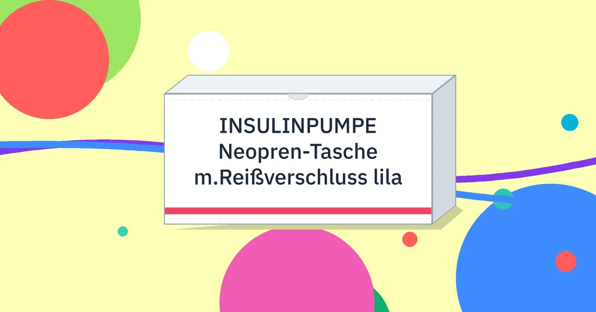 Symbolbild: Packung mit der Aufschrift INSULINPUMPE Neopren-Tasche m.Reißverschluss lila (PZN 10730610) – Verfügbarkeit und Bezug in Apotheken in Frankfurt am Main