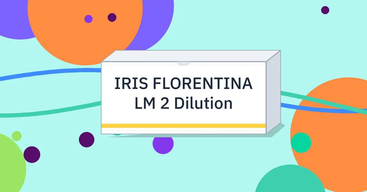 Symbolbild: Packung mit der Aufschrift IRIS FLORENTINA LM 2 Dilution (PZN 13560835) – Verfügbarkeit und Bezug in Apotheken in Frankfurt am Main
