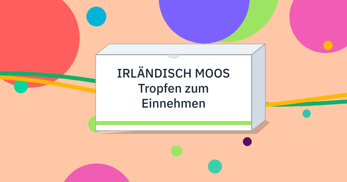 Symbolbild: Packung mit der Aufschrift IRLÄNDISCH MOOS Tropfen zum Einnehmen (PZN 11366922) – Verfügbarkeit und Bezug in Apotheken in Frankfurt am Main
