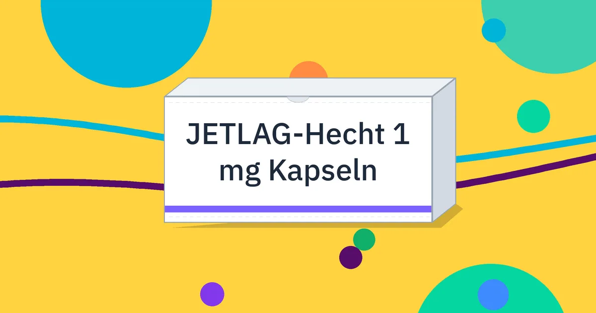 Symbolbild: Packung mit der Aufschrift JETLAG-Hecht 1 mg Kapseln (PZN 06832463) – Verfügbarkeit und Bezug in Apotheken in Frankfurt am Main
