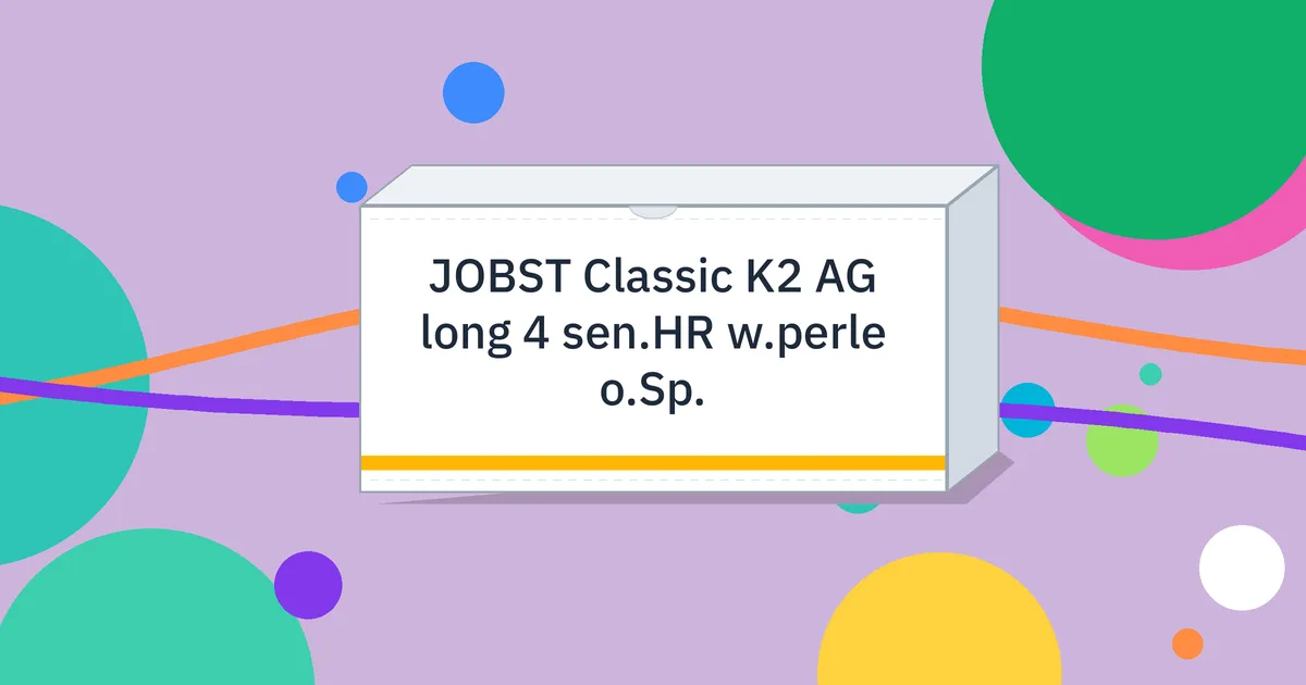 Symbolbild: Packung mit der Aufschrift JOBST Classic K2 AG long 4 sen.HR w.perle o.Sp. (PZN 17959327) – Verfügbarkeit und Bezug in Apotheken in Frankfurt am Main
