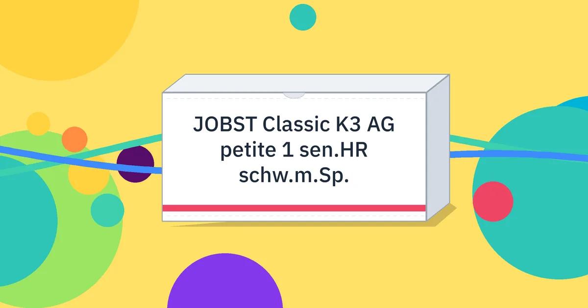 Symbolbild: Packung mit der Aufschrift JOBST Classic K3 AG petite 1 sen.HR schw.m.Sp. (PZN 17956464) – Verfügbarkeit und Bezug in Apotheken in Frankfurt am Main