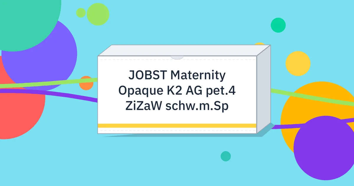 Symbolbild: Packung mit der Aufschrift JOBST Maternity Opaque K2 AG pet.4 ZiZaW schw.m.Sp (PZN 15853955) – Verfügbarkeit und Bezug in Apotheken in Frankfurt am Main