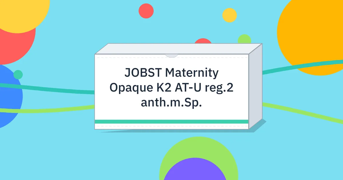 Symbolbild: Packung mit der Aufschrift JOBST Maternity Opaque K2 AT-U reg.2 anth.m.Sp. (PZN 15856422) – Verfügbarkeit und Bezug in Apotheken in Frankfurt am Main