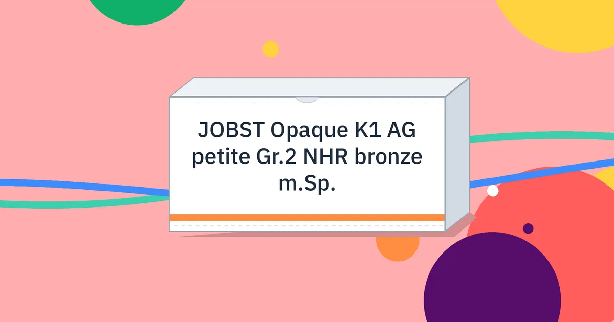 Symbolbild: Packung mit der Aufschrift JOBST Opaque K1 AG petite Gr.2 NHR bronze m.Sp. (PZN 13084234) – Verfügbarkeit und Bezug in Apotheken in Frankfurt am Main