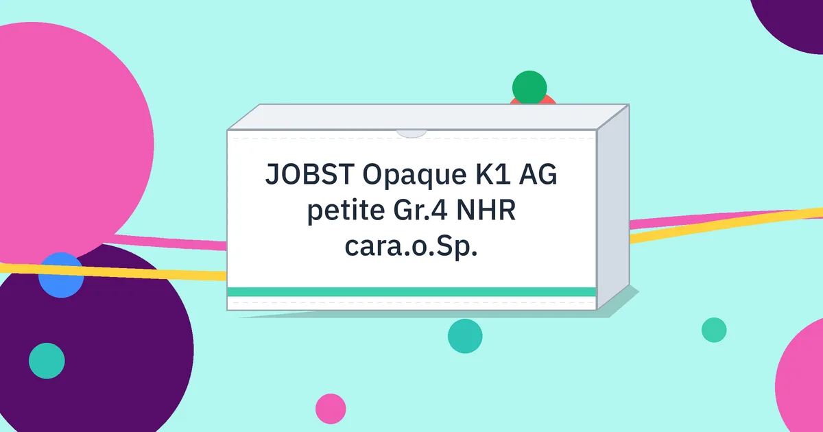Symbolbild: Packung mit der Aufschrift JOBST Opaque K1 AG petite Gr.4 NHR cara.o.Sp. (PZN 13088077) – Verfügbarkeit und Bezug in Apotheken in Frankfurt am Main