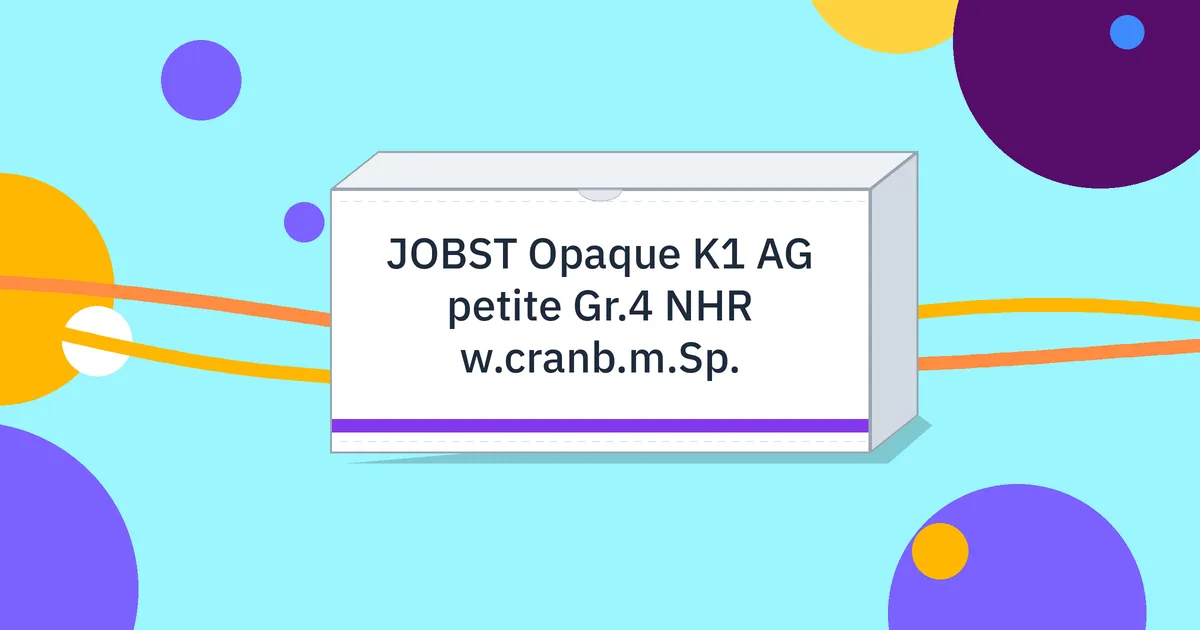 Symbolbild: Packung mit der Aufschrift JOBST Opaque K1 AG petite Gr.4 NHR w.cranb.m.Sp. (PZN 13084949) – Verfügbarkeit und Bezug in Apotheken in Frankfurt am Main