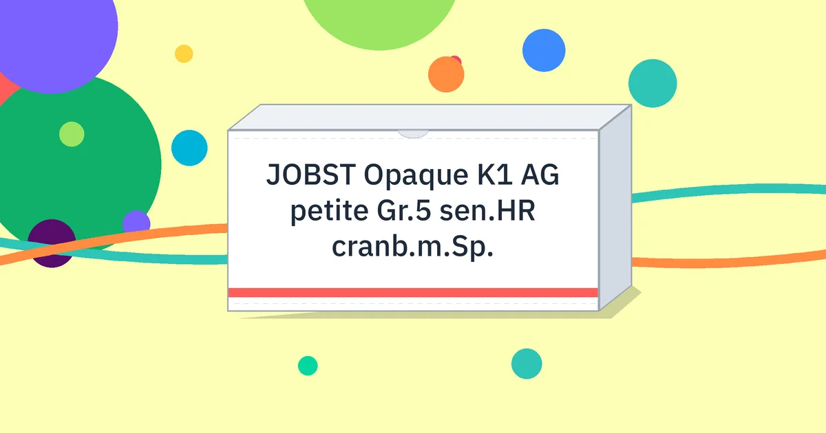 Symbolbild: Packung mit der Aufschrift JOBST Opaque K1 AG petite Gr.5 sen.HR cranb.m.Sp. (PZN 13085541) – Verfügbarkeit und Bezug in Apotheken in Frankfurt am Main