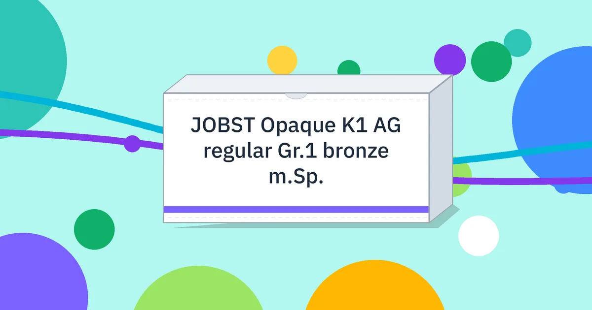 Symbolbild: Packung mit der Aufschrift JOBST Opaque K1 AG regular Gr.1 bronze m.Sp. (PZN 13090306) – Verfügbarkeit und Bezug in Apotheken in Frankfurt am Main