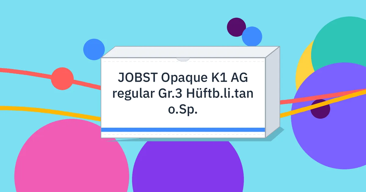 Symbolbild: Packung mit der Aufschrift JOBST Opaque K1 AG regular Gr.3 Hüftb.li.tan o.Sp. (PZN 16272427) – Verfügbarkeit und Bezug in Apotheken in Frankfurt am Main