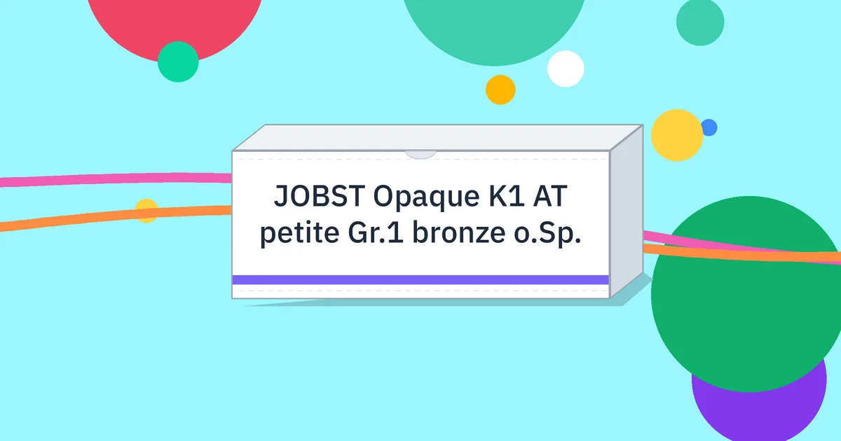 Symbolbild: Packung mit der Aufschrift JOBST Opaque K1 AT petite Gr.1 bronze o.Sp. (PZN 13103902) – Verfügbarkeit und Bezug in Apotheken in Frankfurt am Main