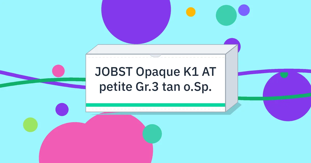 Symbolbild: Packung mit der Aufschrift JOBST Opaque K1 AT petite Gr.3 tan o.Sp. (PZN 16276514) – Verfügbarkeit und Bezug in Apotheken in Frankfurt am Main