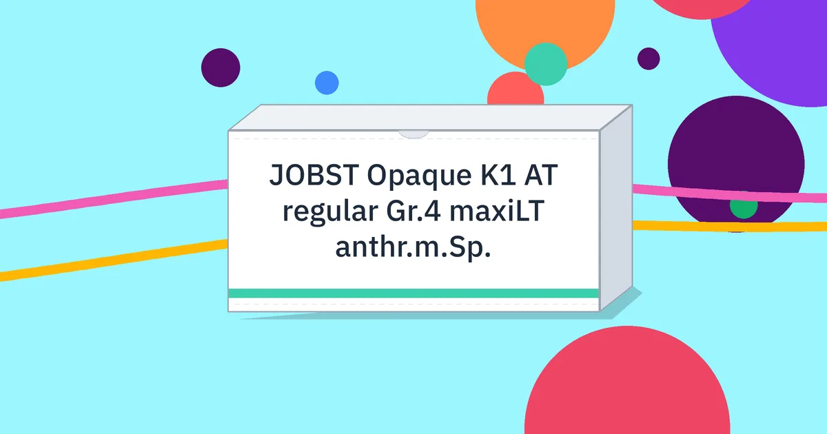 Symbolbild: Packung mit der Aufschrift JOBST Opaque K1 AT regular Gr.4 maxiLT anthr.m.Sp. (PZN 16274202) – Verfügbarkeit und Bezug in Apotheken in Frankfurt am Main