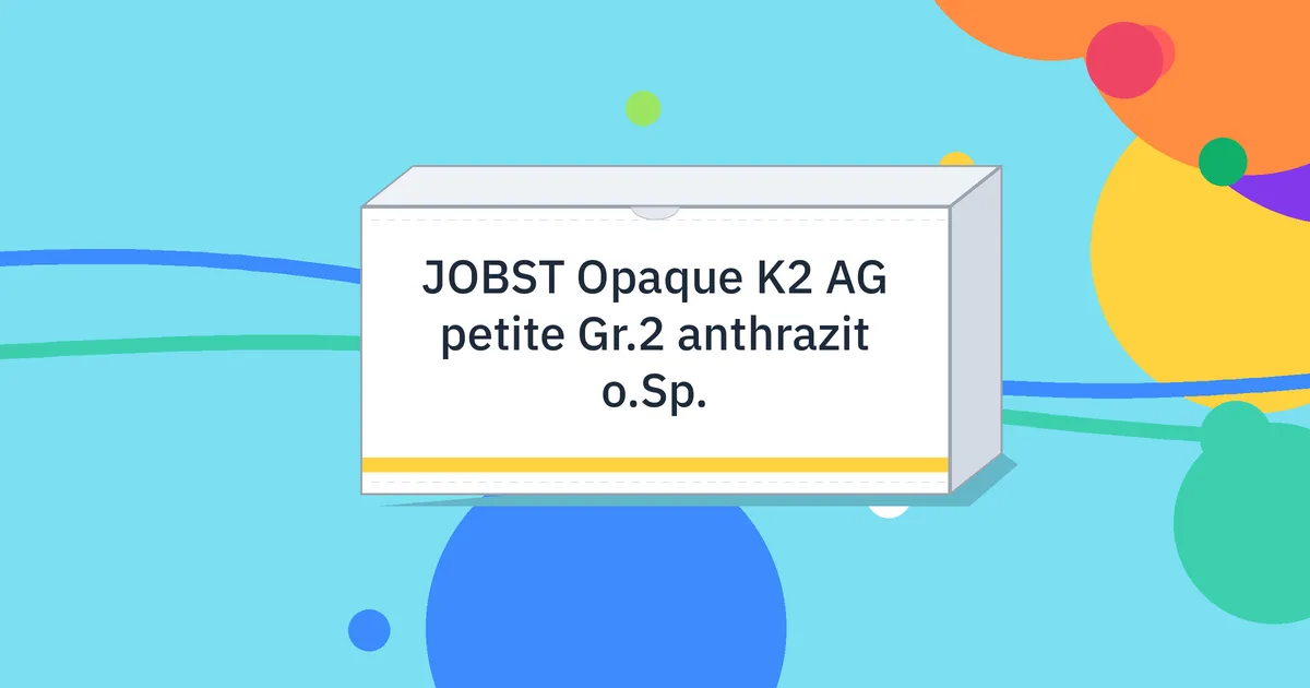 Symbolbild: Packung mit der Aufschrift JOBST Opaque K2 AG petite Gr.2 anthrazit o.Sp. (PZN 16286317) – Verfügbarkeit und Bezug in Apotheken in Frankfurt am Main
