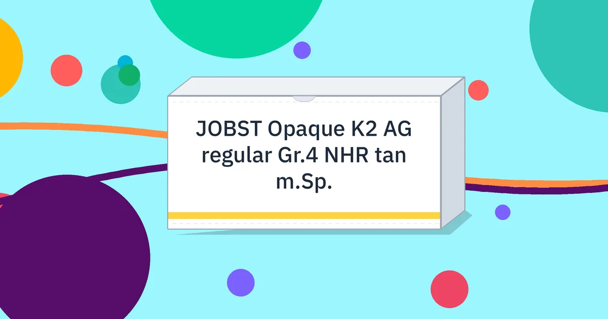 Symbolbild: Packung mit der Aufschrift JOBST Opaque K2 AG regular Gr.4 NHR tan m.Sp. (PZN 16281030) – Verfügbarkeit und Bezug in Apotheken in Frankfurt am Main