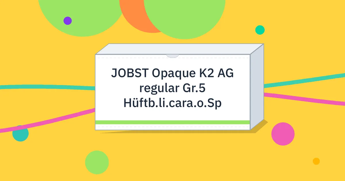 Symbolbild: Packung mit der Aufschrift JOBST Opaque K2 AG regular Gr.5 Hüftb.li.cara.o.Sp (PZN 13116098) – Verfügbarkeit und Bezug in Apotheken in Frankfurt am Main