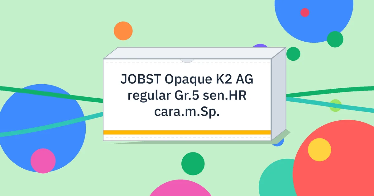 Symbolbild: Packung mit der Aufschrift JOBST Opaque K2 AG regular Gr.5 sen.HR cara.m.Sp. (PZN 12142254) – Verfügbarkeit und Bezug in Apotheken in Frankfurt am Main