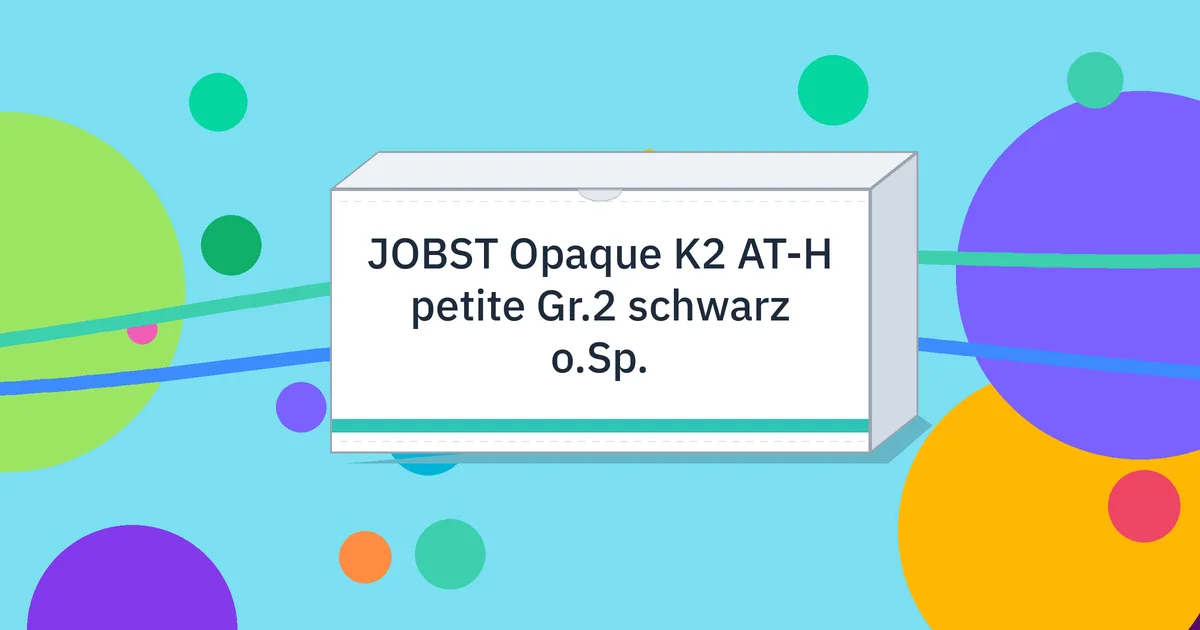 Symbolbild: Packung mit der Aufschrift JOBST Opaque K2 AT-H petite Gr.2 schwarz o.Sp. (PZN 13118393) – Verfügbarkeit und Bezug in Apotheken in Frankfurt am Main